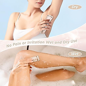 Electric Razor for Women Pubic Hair, Lady Shaver for Legs Underarm Arms Bikini Private Area Waterproof Wet or Dry, Portable Painless Women's Body Hair Trimmer Removal USB Rechargeable (Champagne)
