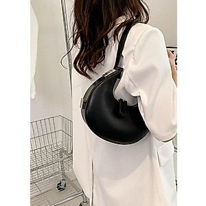 ZUKKY The Women's Bag High-Grade Texture Fashion Temperament Niche One-Shoulder Armpit Hand-Held Crescent Bag Black