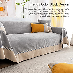 Osunnus 100% Waterproof Sofa Cover for Pets Dogs Non-Slip Leakproof Couch Cover Anti Cat Scratch Slipcover for 2-3 Cushion Sectional L Shaped Sofa Furniture Protector, Gray 79" x 118"