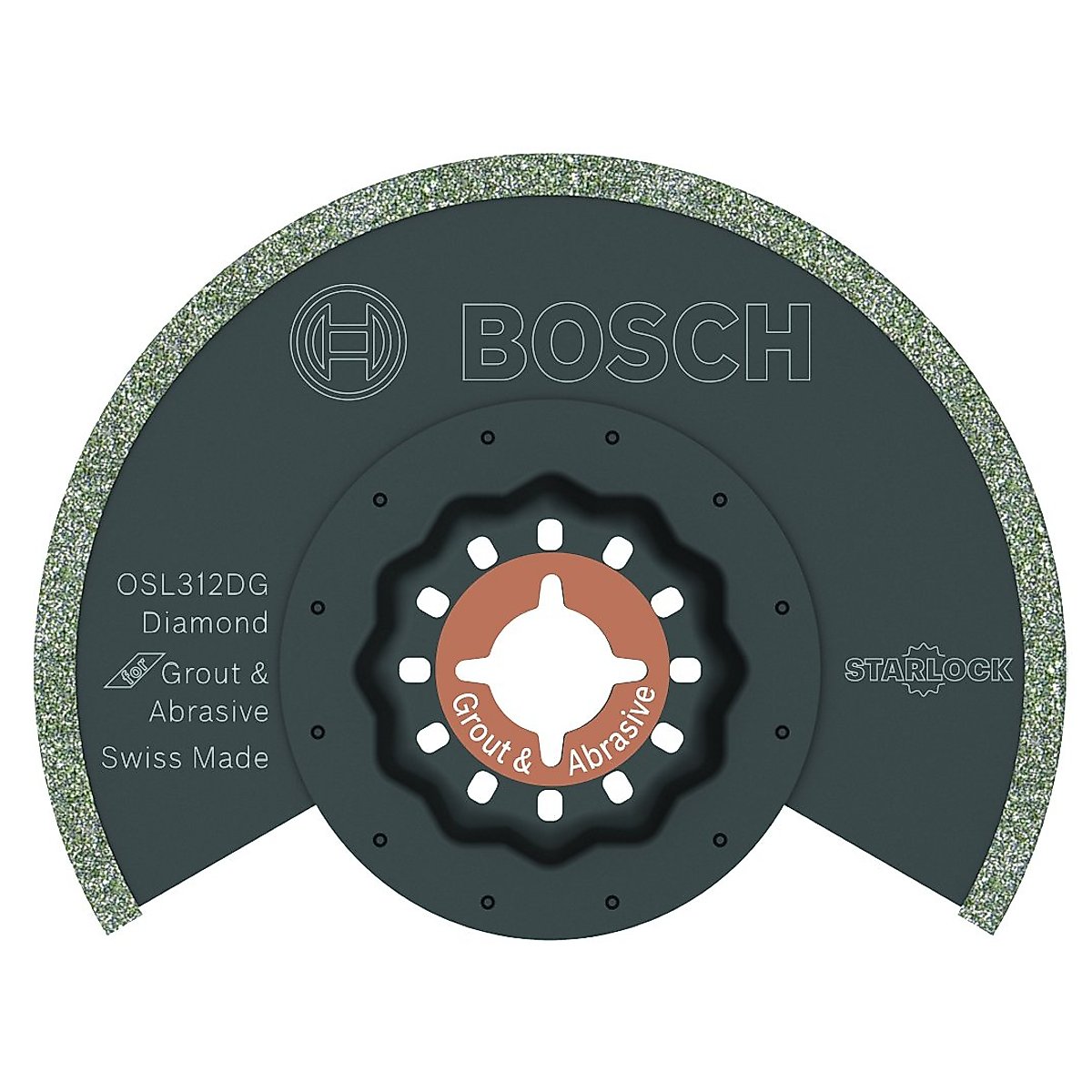 BOSCH OSL312DG 1-Piece 3-1/2 In. x 1/8 In. Starlock Oscillating Multi Tool Grout & Abrasive Diamond Grit Grout Blade for Applications in Grout Removal