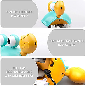 HUT Crawling Crab Baby Toy with Light Up for Kids Toddlers, Musical Toy with Automatically Avoid Obstacles, Sensory Walking Crab Toy for Kids, Tummy Time Crab Pet Toy Gift (Orange)