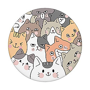 Cat Lover Kitten Face Cute Kawaii Doodle Phone Stand PopSockets Swappable PopGrip