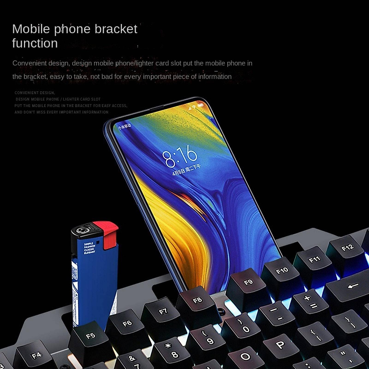 NC Backlit RGB Keyboard and Mouse Combination, Adjustable Breathing Light, Wired Gaming Keyboard, Wrist Rest Keyboard, Adjustable DPI Gaming Mouse, Suitable for Mac, PC and Laptop Gamers (Black)