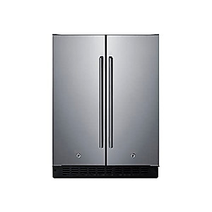 Summit Appliance FFRF24SS 24" Wide Built-In Refrigerator-Freezer, All-in-one Design, Stainless Steel Door Fronts, Black Cabinet, 115V AC/60Hz, High Temperature Alarm, LED Lighting, Digital Thermostat