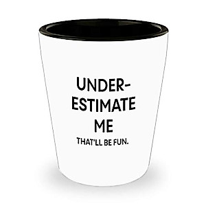 Under-Estimate Me That'll Be Fun Sarcastic Shot Glass Unique Best Funny Idea 1.4 Oz Birthday Stocking Stuffer