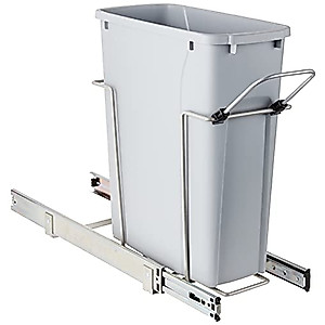 Knape & Vogt RS-PSW9-1-20-P 17 in. H x 8 in. W x D Steel in-Cabinet 20 Qt. Single Platinum Pull Out Trash Can