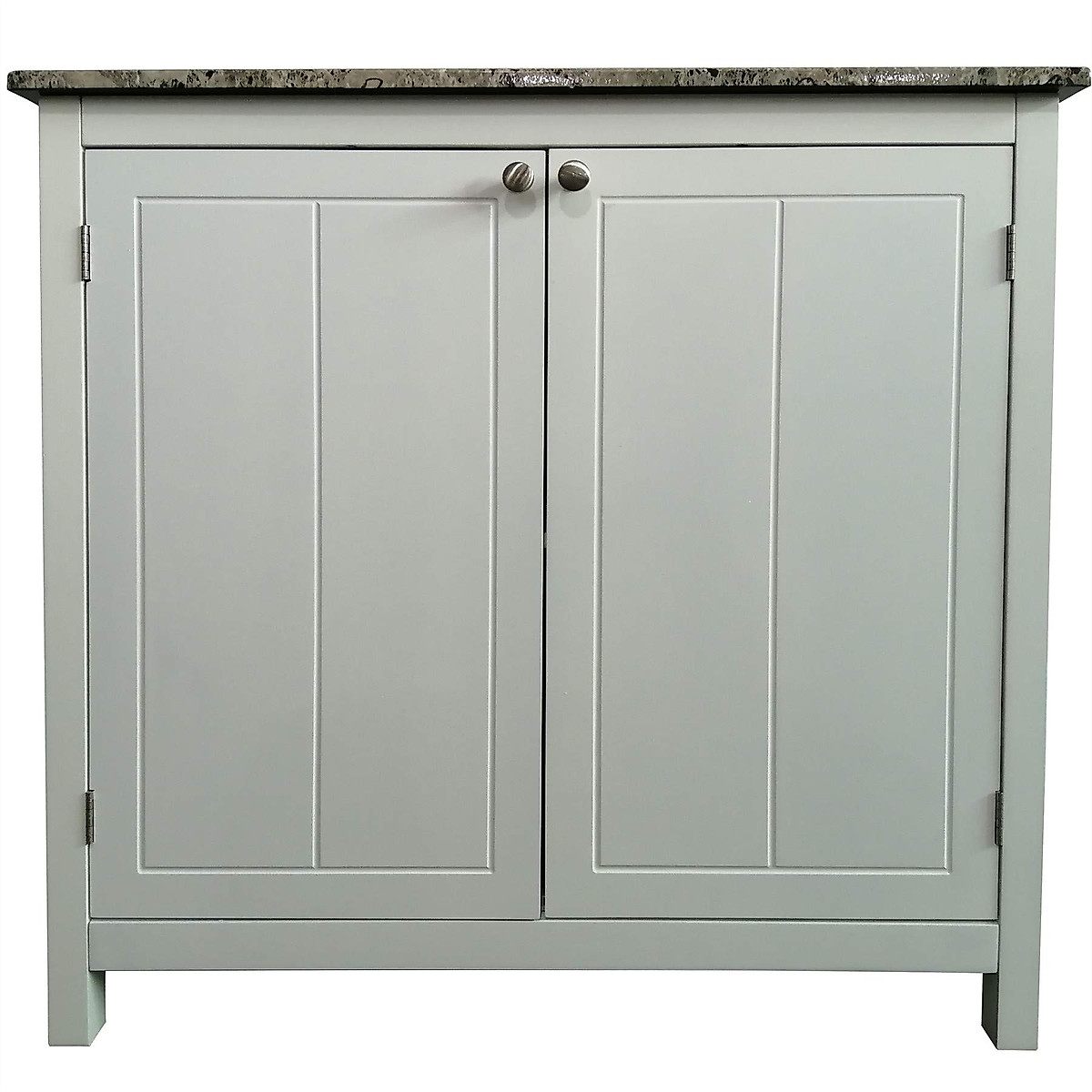 Kings Brand Furniture - Haber Marble Finish Top White Kitchen Island Storage Cabinet