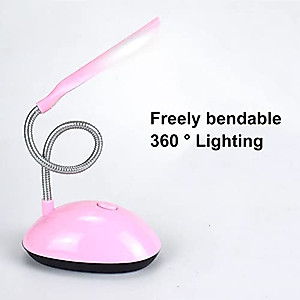 curfair LED Desk Light Plastic Adjustable Flexible Table Lamp Battery Operated Durable Pink