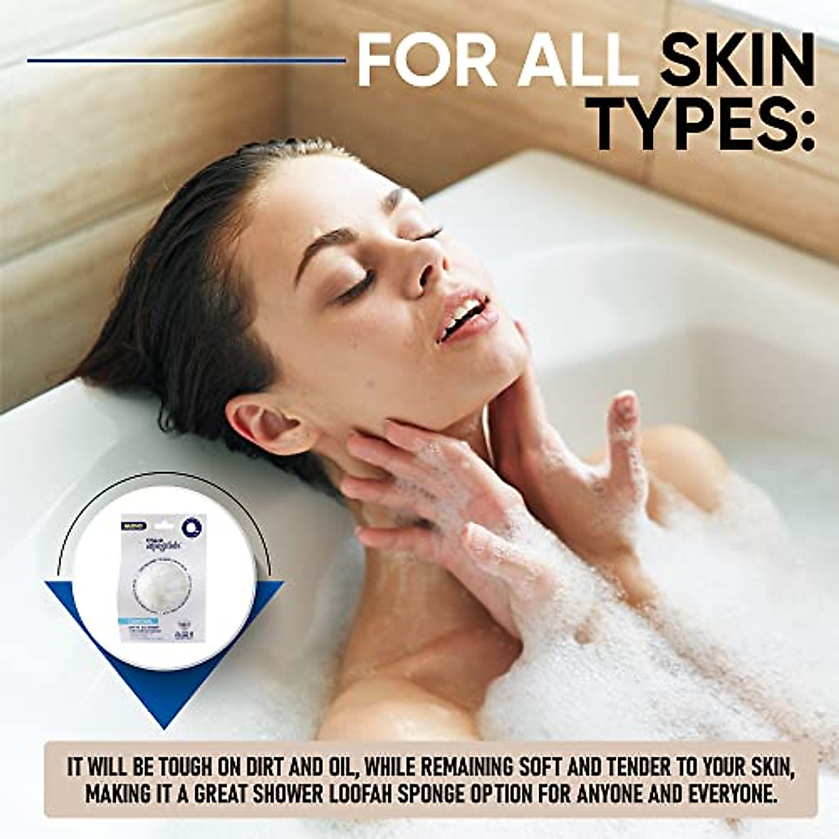 T.Taio Esponjabon Shower Bath Puff - Loofah Luffa Loufa Body Wash Ball - Mesh Pouf Scrubber for Full Cleanse Lather Skin Care - Essential Beauty Bathroom Accessories for Men & Women (Mother of Pearl)