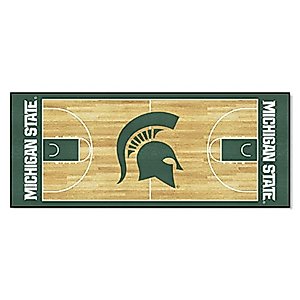 FANMATS 9960 Michigan State Spartans Basketball Court Runner Rug - 30in. x 72in. | Sports Fan Area Rug - Spartan Primary Logo