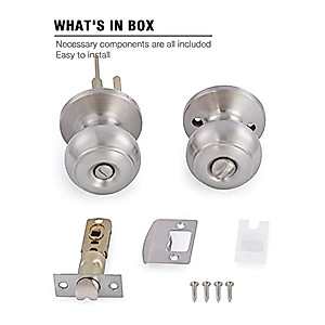 GITRANG (2 Pack) Privacy Door Knobs Bedroom/Bathroom Doorknobs for Left and Right Opened Door with Lock Flat Ball Handle in Satin Nickel