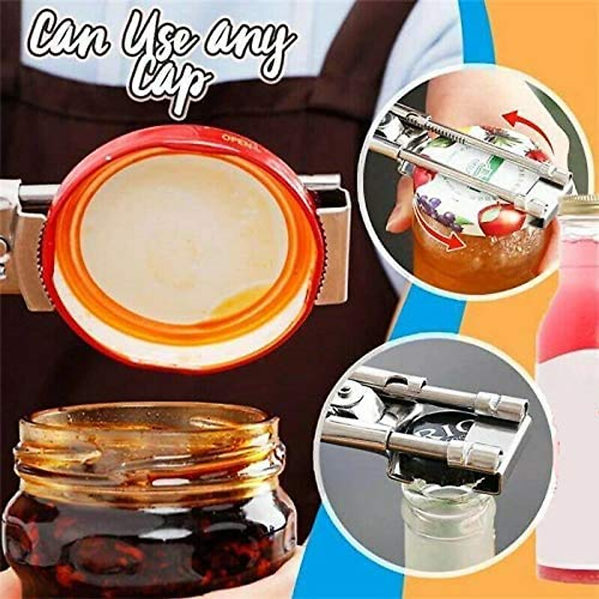 Master Opener Adjustable Jar & Bottle Opener, Adjustable Multifunctional Stainless Steel Can Opener Jar Lid Gripper, Manual Jar Bottle Opener Kitchen Accessories (1PCS)