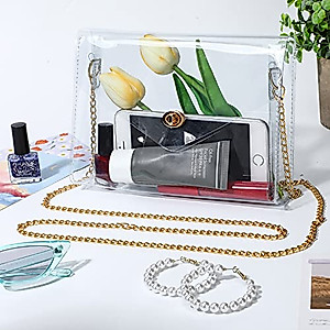Sweetude 3 Pieces Clear Purse for Women Stadium Approved Clear Crossbody Bag Transparent Clutch Purses with Snap Closure for Sports Concert Prom Party Stadium Present