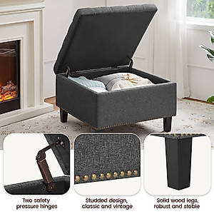 Yaheetech Ottoman with Large Storage, Multifunctional 28-inch Storage Bench, Bedroom Bench Foot Rest with Cushion as Footboard Bench, Sofa Bench, Coffee Table for Living Room Entryway Gray