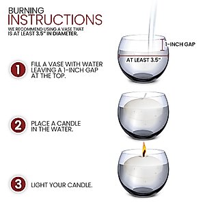 24 Count 3" Inch Floating Candles Bulk Set with 10 Hour Burn Time, Unscented White Floating Candles for Centerpieces in Cylinder Vases at a Wedding, Party, Pool, or Holiday, Large Floating Candles