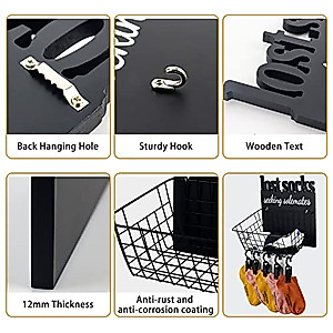 RISICULIS Lost Socks Basket, Laundry Room Decor and Accessories, Rustic Laundry Room Organization, Black Wooden Lost Socks Sign for House Decor, Missing Sock Basket with 5 pcs Clips