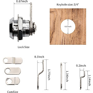 KNOKLOCK 2 Pack 5/8 Inch Cabinet Locks with Keys Cabinet Cam Lock Set Mailbox Locks Replacement Chrome Finish Zinc Alloy Desk Drawer Lock RV Storage Locks