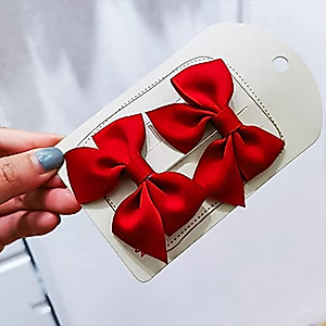 Bow Hair Clips for Girls Red Hair Bow Barrettes for Little Girls Cute Hair Accessories for Girls 2pcs Bowknot Hair Clip