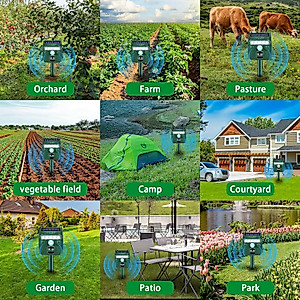 2Pack Ultrasonic Animal Repellent Outdoor Solar Animal Repeller with Motion Sensor&LED Strobe Light Cat Repellent Outdoor Deer Repellent Devices Waterproof Skunk Repellent for Yard Garden (2), GREEN