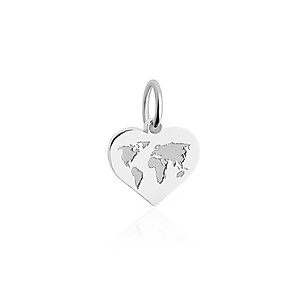 Jet Set Candy Sterling Silver Mini World Heart Map Travel Charm