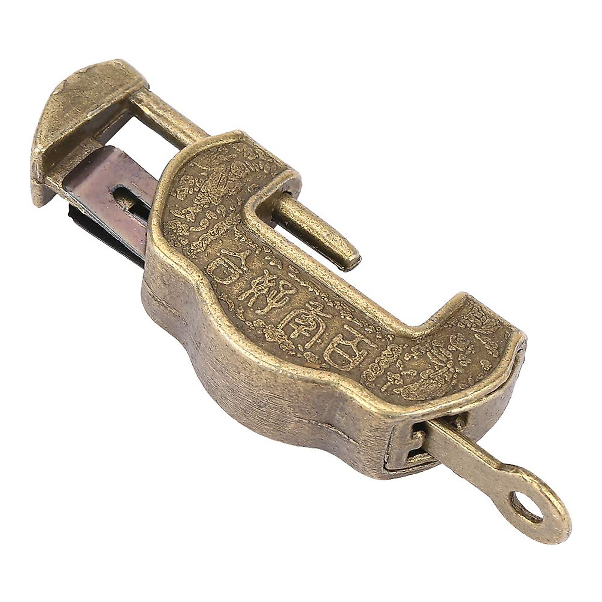 Vintage Antique Padlock Chinese Carved Vintage Zinc Alloy Love Lock Retro Cabinet Lock with Tassel Key for Jewelry Box Drawer (S)