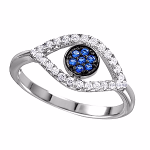 Sterling Silver 925 Evil Eye Ring, Blue & Clear CZ Stone Eye Ring (6)