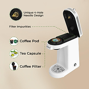 CHULUX 2 in 1 Mini Trip Coffee Maker for K Capsule & Ground Coffee, Single Serve Coffee Maker for One Cup Americano, Lightweight Pod Coffee Machine