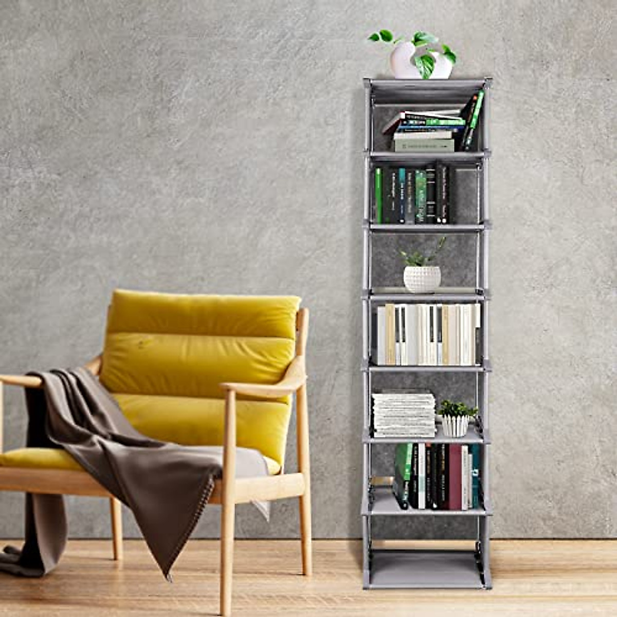 NiHome 8-Tier Narrow Shoe Rack - 12"x11"x48" Space-Saving Organizer for Home Closet, Hallway, Entryway, Bedroom and Living Room - Stackable and Free-Standing with Lightweight Fabric Design