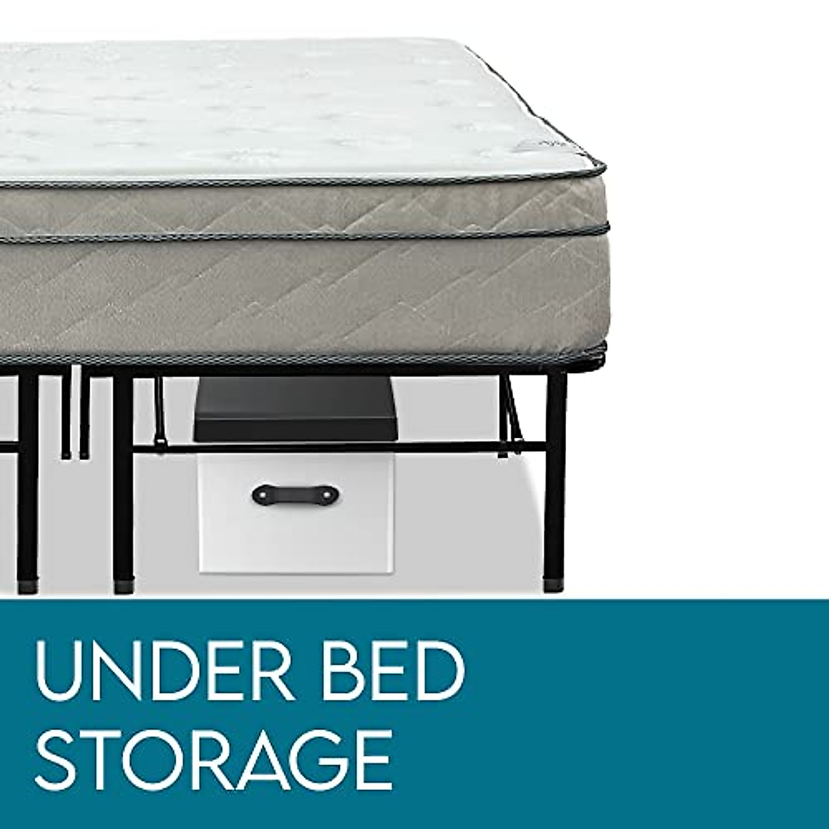 Mayton King 12 Inch Breathable Ultra Plush Hybrid Mattress Pain and Pressure Relieving Extra Soft EuroTop & Black 14" Metal Platform Bed Frame, Mink