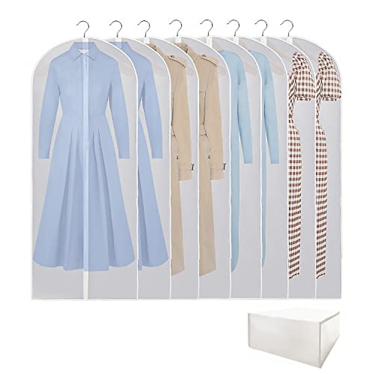 Garment Bags Travel Hanging Clothes Dance Garment Bags Travel Garment Clear Bag Storage Suit Bags Closet Storage Plastic Garment Cover Bags 24''x60'' 8 Pieces LMQSCH