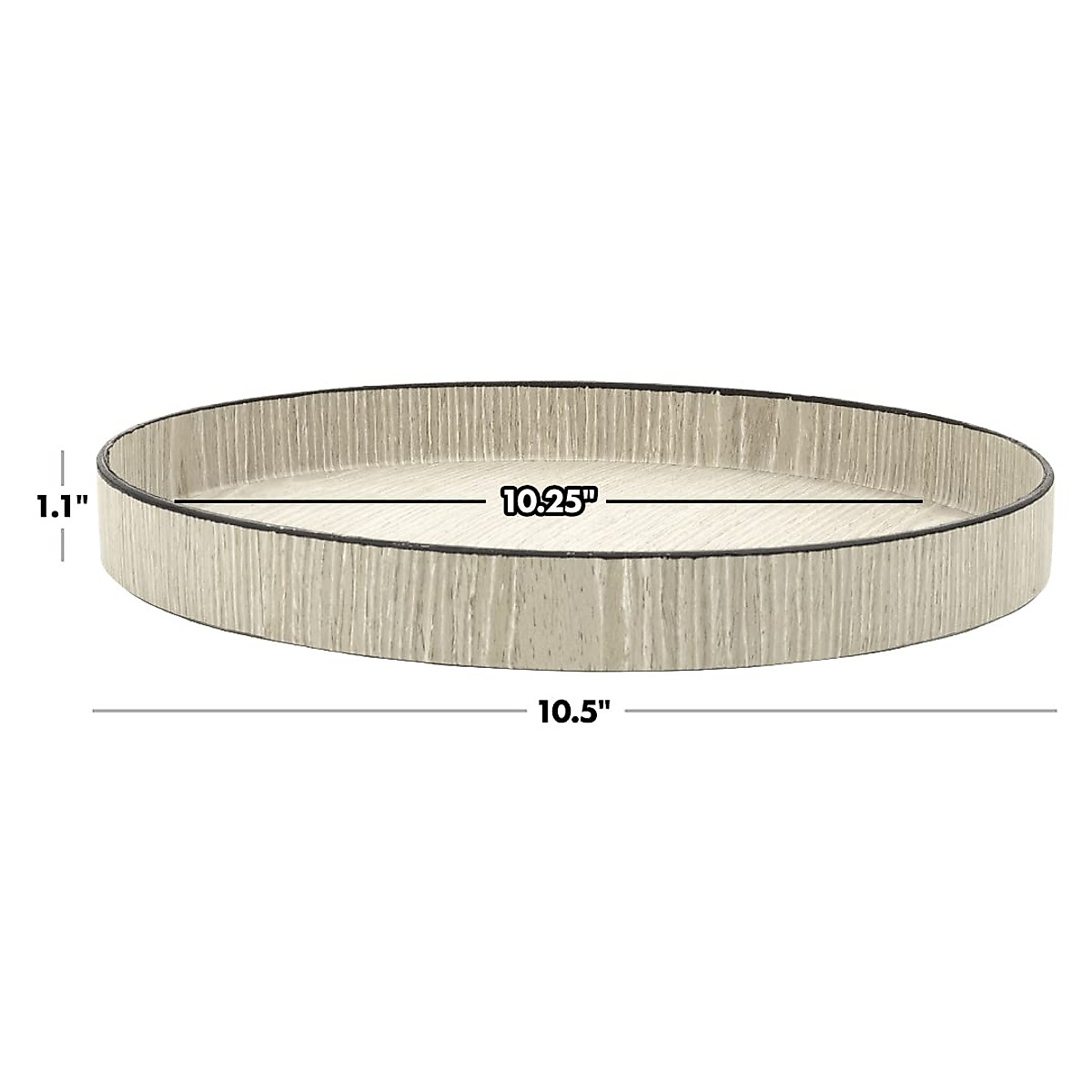 Koyal Wholesale Faux Wood Round Decorative Tray Rustic Wood Tray for Kitchen Counter, Coffee Table, Birch, 1-Pack