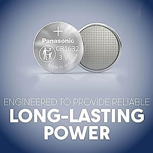 Panasonic CR1632 3.0 Volt Long Lasting Lithium Coin Cell Batteries in Child Resistant, Standards Based Packaging, 4-Battery Pack