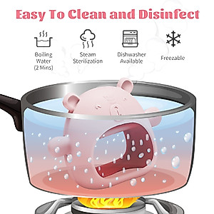 NiBaby Silicone Baby Mitten Teething Chew Toy for Babies 3-6 Months 6-12 Months, Anti-Drop Teether Glove BPA-Free for Girls and Boys Sucking Biting Needs Soothing Gums Pain Relief (Pink)