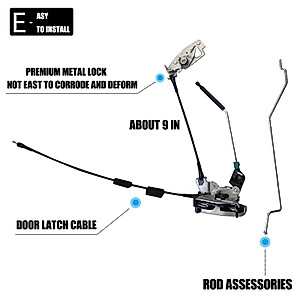 Unikpas Door Latch Assembly w/Cable & Rod Compatible for Ford E150 E250 E350 Van 1992-2019 Rear Right Side Replace Door Lock Latch Actuator AC2Z15431A02A 6C2Z-15431A02-AA