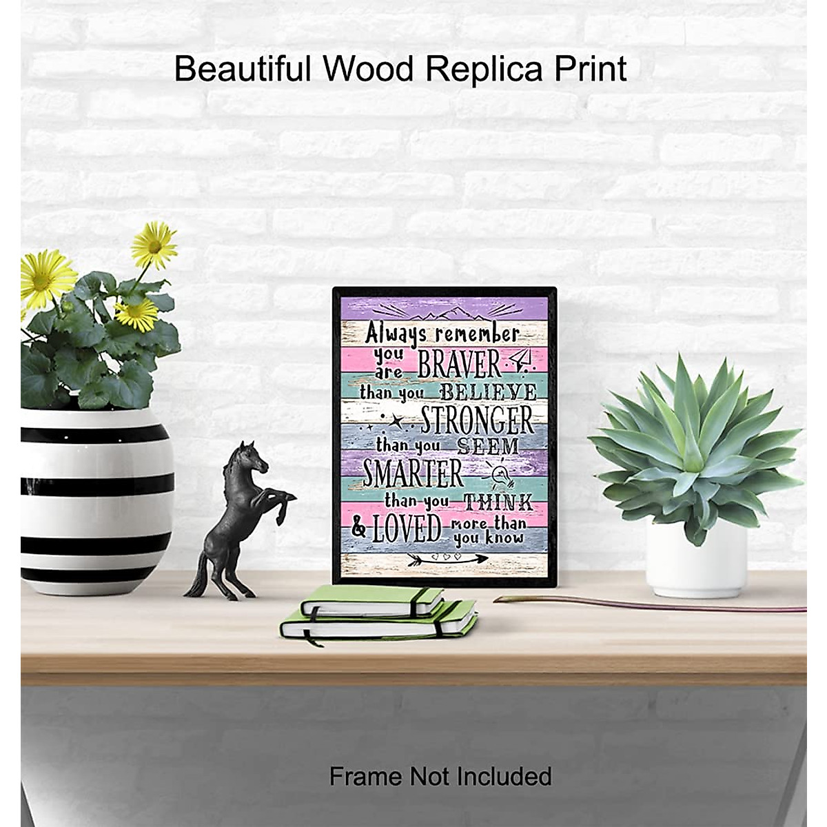 Inspiration Inspirational Wall Art - Always Remember You Are Braver - Positive Quotes Wall Decor - Encouragement Gift for Women - Motivational poster - Kids Room Bedroom - A.A. Milne Quotation Saying