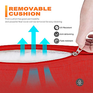 NUU GARDEN 3 Pieces Swivel Rocker Patio Bistro Set Outdoor Furniture Porch Cushioned Swivel Rocker Chairs Conversation Sets with Round Iron Coffee Table,Black&Red