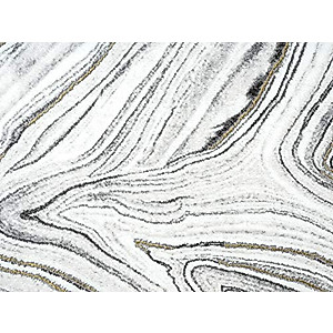 Abani Rugs Contemporary Granite Grey & Gold Bedroom Rug - Modern Swirl Design Non-Shedding 6' x 9' Area Rug
