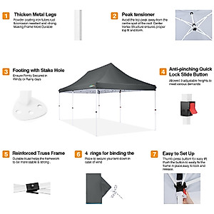 COBIZI 10x20 Pop up Canopy with 6 Removable Sidewalls, Outdoor Canopy Tents for Partie Wedding, Instant Sun Protection Shelter with Upgrade Raised Roof and Carry Bag, with Extra 4 Sandbags
