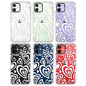 MOSNOVO Case for iPhone 12 Mini, [Buffertech 6.6ft Military-Grade Drop Protection] [Anti Peel Off Tech] Clear TPU Bumper Phone Case Cover Design - Twist Heart