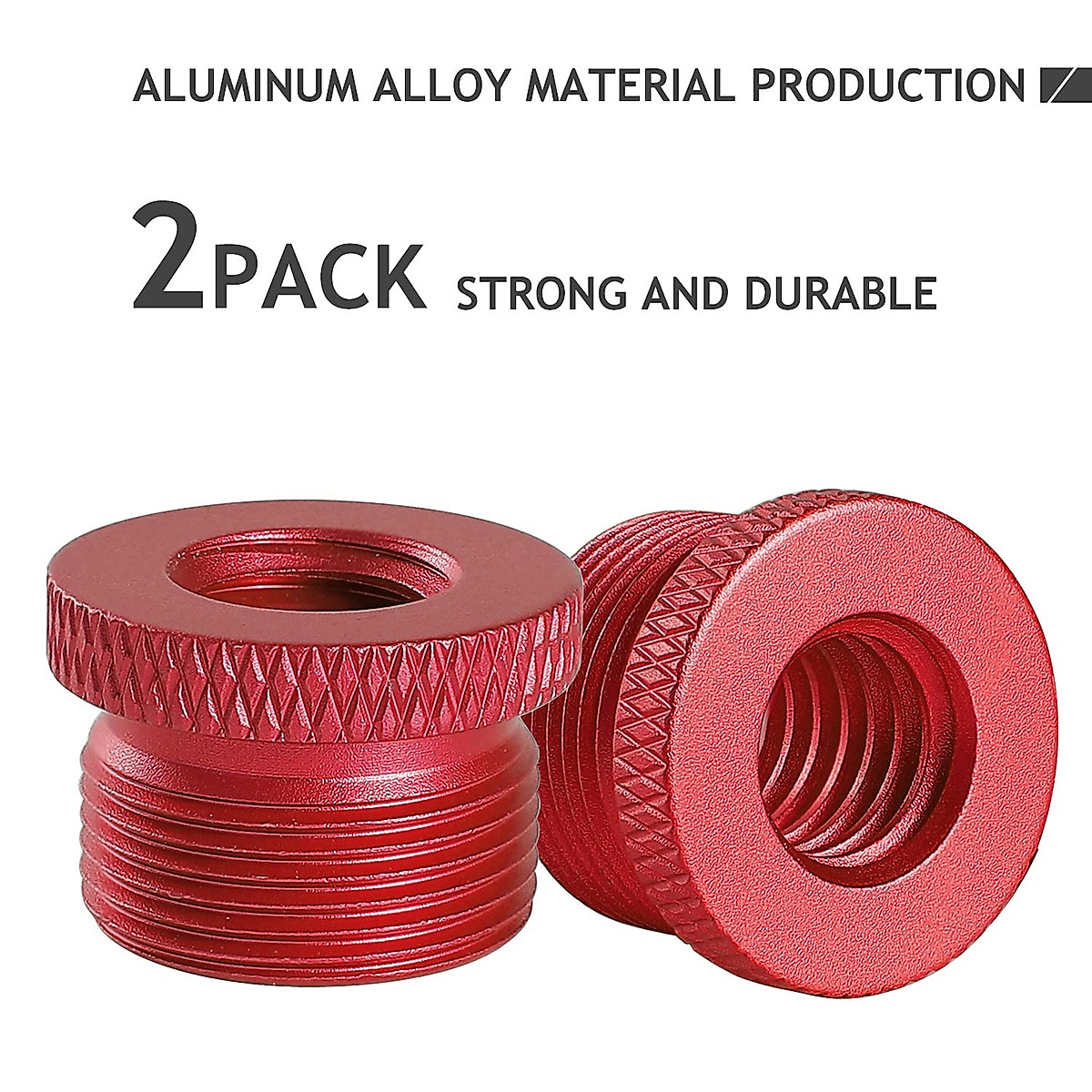 2 Pack Screw Thread Adapter, 5/8" Male to 3/8" Female Mic Screw for Blue Yeti/Blue Snowball/Blue Yeti X Microphone Stand Mount by Frgyee (Red)