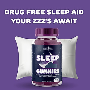 NEW AGE Sleep Melatonin Gummies 2 Pack - All Natural Flavor with L Theanine, Passionflower, Chamomile, and Lemon Balm - Made in The USA - 120 Gummies - 60 Night Supply