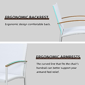 Shintenchi 3 Pieces Outdoor Patio Bistro Sets, Textilene Fabric Small Patio Furniture Set, Front Porch Chairs Conversation Set with Table for Lawn, Garden, Balcony, Poolside (White)