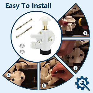 Funmit 385314349 RV Toilet Water Valve Kit Replacement for Pedal Flush Toilets for Camper, Trailer, Boat | Premium Performance in Prevention of Leakage | Increased Freeze Resistance