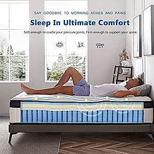 Suiforlun 14 Inch Hybrid Gel Memory Foam and Innerspring Mattress with Bamboo Cover, Euro Top Luxury Mattress with 7 Premium Layers, Pressure Relief, CertiPUR-US Certified, King