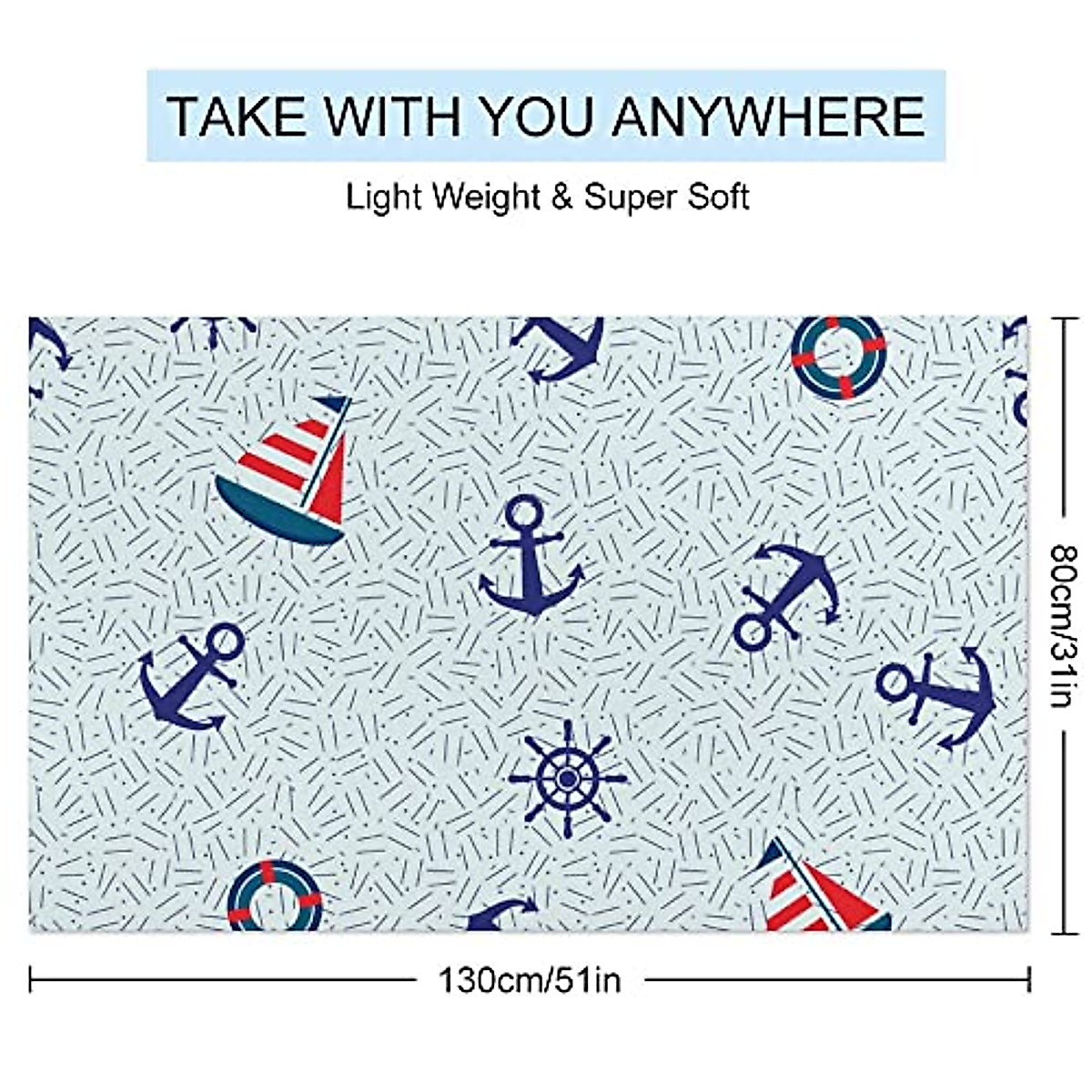 My Little Nest Bath Towels Quick Dry Bathroom Towels Sailboat Anchor Steering Wheel Absorbent Shower Towels Soft Hand Towel Wash Cloths for Spa Pool Hotel Gym 31" x 51"