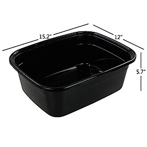 Wekioger Plastic Dish Pan, 14 Quart Bus Tubs, 4-Pack (Black)
