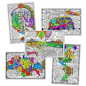 Giant Coloring Poster 5 Pack - Big 32.5 x 22 Inch Line Art Coloring Posters (Original Edition) - Great for Family Time, Kids, Classrooms, Care Facilities, Arts and Crafts Projects, and Group Activities