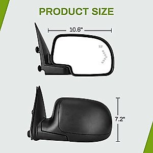 AUTOSAVER88 Towing Mirrors Compatible with 2003-2006 Chevy Silverado GMC Sierra, Power Adjustable Heated Side Tow Mirror for 03-06 Suburban Avalanche Tahoe with Turn Signal Pair Set