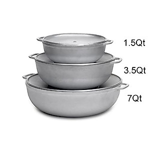 IMUSA USA Traditional Colombian Natural Caldero 3-Piece(1.5/3.5/7.0 Quart) Dutch Oven Set, Silver, Small
