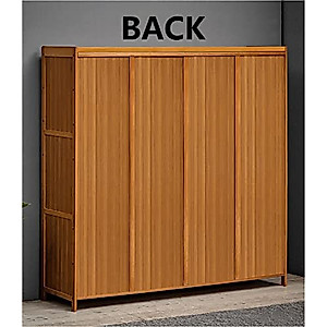 Gdrasuya10 Bamboo Entryway Shoe Storage Cabinet with 2 Folding Doors, 7 Tier Shoe Rack Organizers Shoe Cabinet for Shoes Boots Slippers Sneakers Large Capacity for Home (46" L)